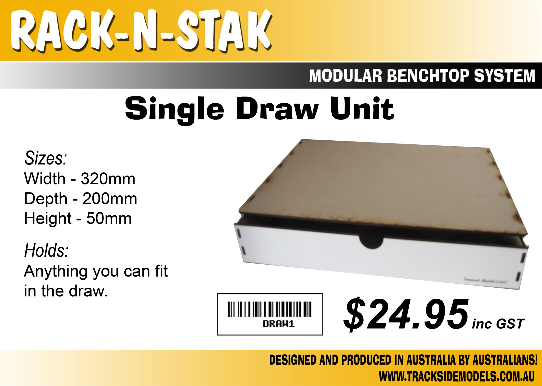 Rack N Stak - Single Draw Unit - DRAW1 - Somerset Models